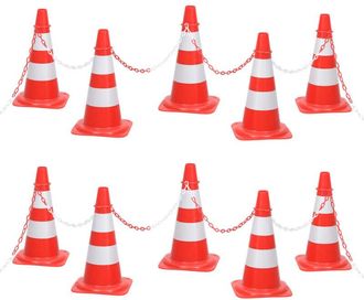 vidaXL Leitkegel-Set mit 10 m Kette Rot und Wei&szlig; - Vidaxl