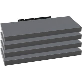 Woltu Woltu - Lot de 4 &Eacute;tag&egrave;re Murale &Eacute;tag&egrave;re Suspendue, &Eacute;tag&egrave;re Flottante en mdf, Gris Fonc&eacute;, 60 x 22, 9 x 3, 8 cm