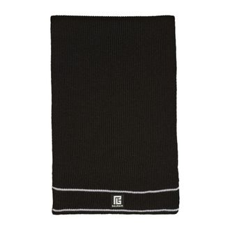 Balmain Wollschal mit Patch - - Accessories - Herren - Schwarzk - ONE SIZE