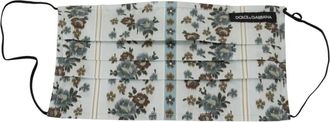 Dolce & Gabbana Wei&szlig;e Blumen Baumwoll Plissierte Gesichtsmaske - - Accessories - Damen - Wei&szlig; - ONE SIZE