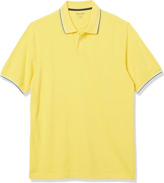 Amazon Essentials Herren-Poloshirt aus Baumwoll-Piqué, normale Passform (erhältlich in Big & Tall), Gelb Twin Stripe, XX-Large
