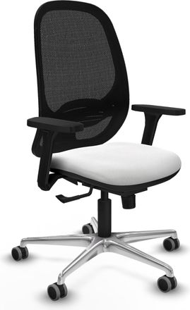 Piqueras y Crespo Wei&szlig;er Arbeitsstuhl mit 3D-Armen, h&ouml;henverstellbare Lendenwirbelst&uuml;tze, ausgestattet mit 3 Positionen und Schneidschaum, Schwarz/Wei&szlig;