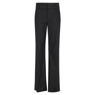 Federica Tosi Pantalon en Popeline &agrave; Double Ceinture - Femme - Pantalons - Noir - Taille: 40 FR