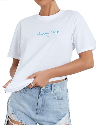 Sleepdown Damen Womens Love Island Thirst Trap Tshirt Officially Licensed TV Show (L, White), L