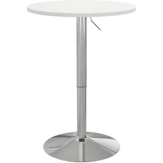 HOMCOM Table de bar ronde - HOMCOM - réglable en hauteur 69-91 cm - avec plateau pivotante à 360° - base en acier - blanc et argenté