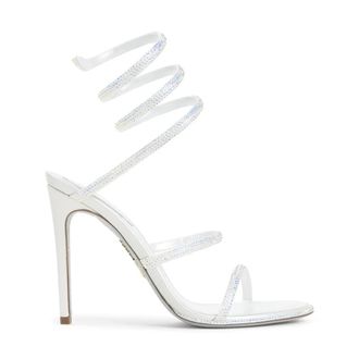 Rene Caovilla Sandalen - High-Heeled Sandals With Spiral Ankle Strap And St - Gr. 37,5 (EU) - in Wei&szlig; - f&uuml;r Damen