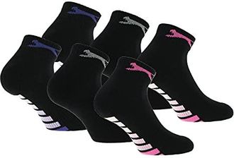 Slazenger 6 paires de chaussettes femme Quarter, hauteur au dessus de la cheville, semelle intérieure éponge, excellente qualité de coton peigné (Noir, 39-42)