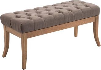 Clp Banquette Ramses en Tissu I Assise avec Coutures D&eacute;coratives Banc Design pour Cuisine ou Couloir I Pieds en Bois Antique Clair I Couleur:, Couleur:Tau
