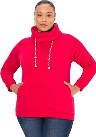 Ulla Popken Shirt Manches Longues, Rouge, 52-54 Femme