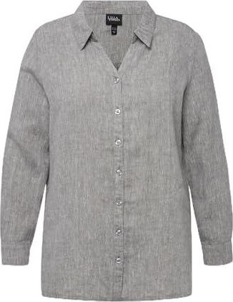 Ulla Popken Leinenbluse Chemisiers, Hellgrau Meliert, 60/62 FR Femme
