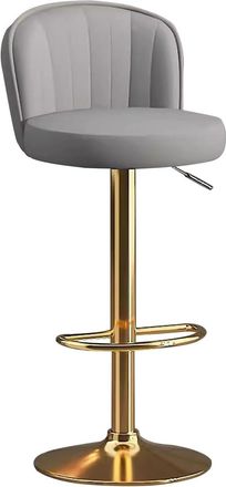 Generic Verstellbarer, Drehbarer Barhocker Aus Leder mit R&uuml;ckenlehne, Goldenen Beinen, Modernem Hellgrau - Tresenhocker f&uuml;r K&uuml;che, Esszimmer Und Hausbar
