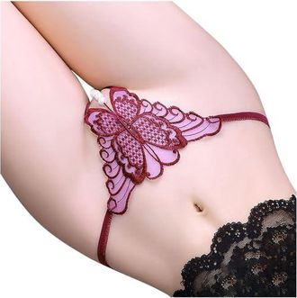 Generic Culotte sans Couture pour Femme, sous-vêtementss, Perle, Sexy, Fine, Maille Transparente, exquise, Trois Broderies, String Taille Basse (Purple, M)