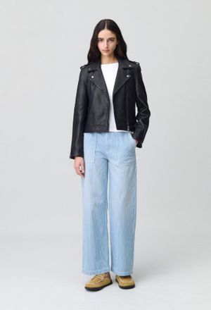 Claudie Pierlot Veste cuir grain&eacute; noir