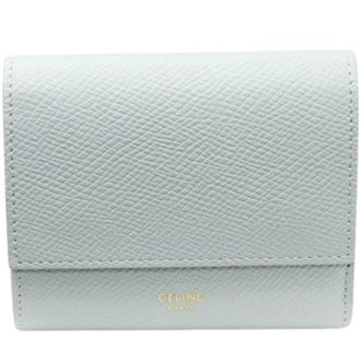 Celine Pre-owned Kleine Tri-Fold Geldb&ouml;rse Genarbtes Kalbsleder - - Pre-owned - Damen - Grau - ONE SIZE