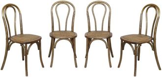 Sweeek Sweeek - 4er-Set Stühle aus Holz und Rattan mit abgerundeter Rückenlehne