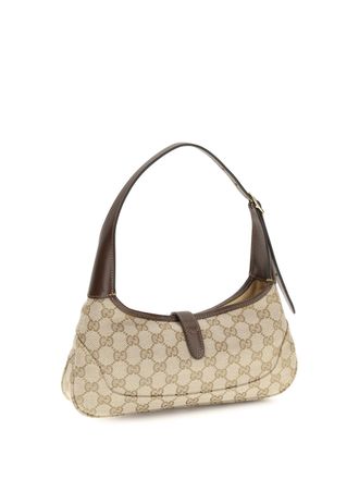 Gucci Womens Shoulder Bag Jackie Slim Vintage Sand-Dark Brown Fabric Sand/dark