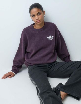 adidas Originals Strickpullover in Burgunderrot und Cremewei&szlig;