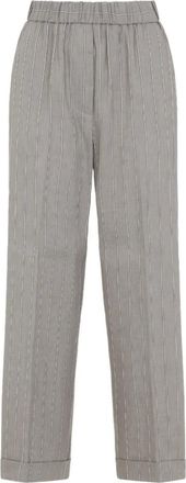 PESERICO Femme, Pantalons, Brun, Taille: 34 FR Pantalon en Twill &agrave; Rayures