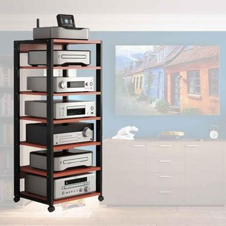 Generic HiFi Rack Audio Regal, 7-Stufiger Audio-Medienständer Medienständer, TV Rack Entertainment-Center Schallplattenständer für Verstärker Plattenspieler S