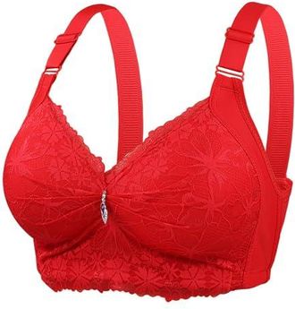 Generic 2026 Soutien-gorge pour femme d&eacute;contract&eacute; r&eacute;glable respirant sans anneau en acier fronc&eacute; et ajustement 02, Rouge, 68