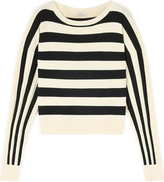 Motivi Gestreifter Pullover aus Viskosemischung - - Knitwear - Damen - Wei&szlig; - M
