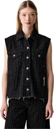 Karl Lagerfeld Femme, Vestes, Noir, Taille: 40 FR Gilet en jean