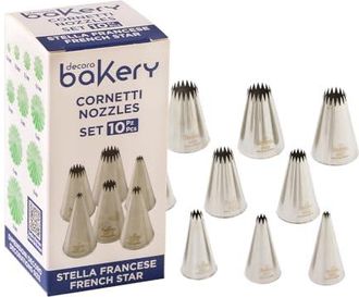 Decora 0263486 Set 10 Douilles &Eacute;TOILE Francais, INOX, Argent