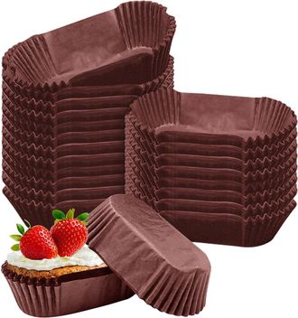 Generic 1000 St&uuml;ck fettdichte ovale Cupcake-Einlagen, Einweg-Cupcake-Einlagen zum Backen, antihaftbeschichtete Backf&ouml;rmchen, Cupcakes Liner (Braun, L)