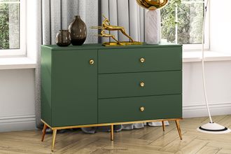 Konsimo Konsimo Kommode ARICIA 120x85x40 cm - Modern Kommode mit Schubladen und Regale - Elegant Sideboard auf hohen Beinen fur Wohnzimmer und Schlafzimmer - 
