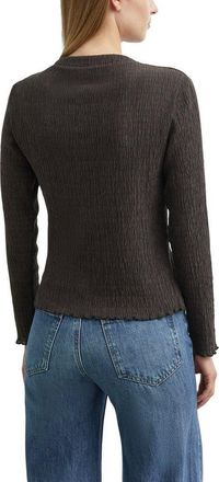 Comma Langarmshirt mit Strukturmuster und leichtem Mockneck, Stretch