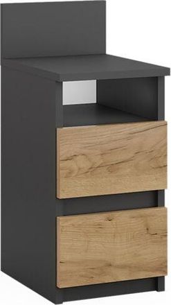Vicco Monty, Anthracite/chêne doré, 25x59.1cm avec 2 tiroirs