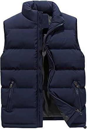 ORANDESIGNE Homme Gilet Veste sans Manche Doudoune Parka Manteau Zipp&eacute;e Hiver Chaud Outwear Gilet en Polaire Homme Vest Adolescents Ski Sport Camping P&ecirc;che A Bleu