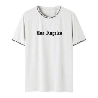 Generic T-shirt pour homme 1 pi&egrave;ce &agrave; manches courtes et imprim&eacute; alphabet - Col rond - Tissu tricot&eacute; en polyester avec l&eacute;ger &eacute;tirement - Coupe normale - Style 