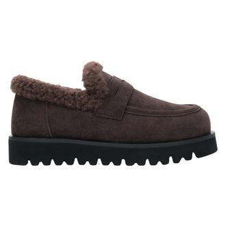 Estro & Luminara Hohe Slipper mit Fellfutter - - Shoes - Damen - Braun - 37 EU