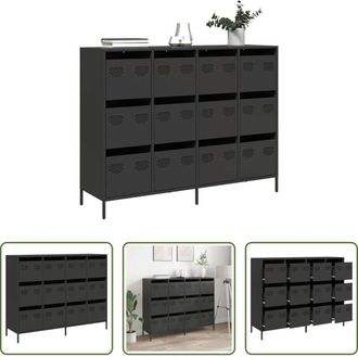 vidaXL vidaXL Metallkommode - Sideboard Schwarz 135x39x103,5 cm Kaltgewalzter Stahl