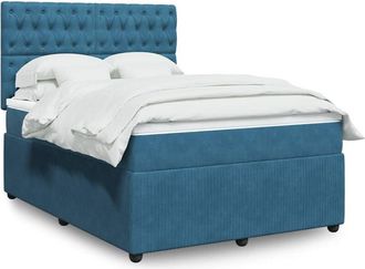 vidaXL Vidaxl - Boxspringbett mit Matratze Blau 160x200 cm Samt
