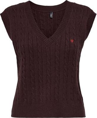Only Onlkatia SL Cable V-Neck Vest CC KNT, Chocolat, XL Femme