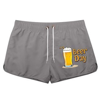 Generic Maillot de bain Homme Short de Bain Short de Plage avec Imprim&eacute; Sport Maillot de Bain D&eacute;contract&eacute; 7,6 cm pour Natation Surf, gris, XXL