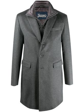 Herno manteau boutonn&eacute; &agrave; design superpos&eacute; - Gris
