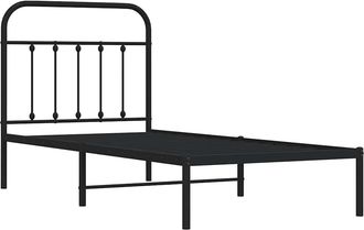 Generic Bettgestell mit Kopfteil aus Metall, Kopfteil f&uuml;r Doppelbett, R&uuml;ckenlehne f&uuml;r Bett, (schwarz, 120 x 190 cm) (90 x 190 cm)