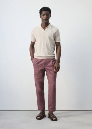 Mango Polo maille fine structur&eacute; sable - Homme - XXL - MANGO MAN