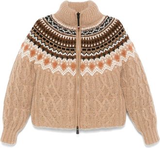 Moncler Steppjacke mit Jacquardmuster - Braun