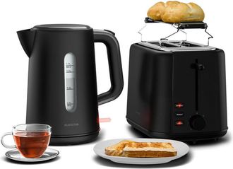 Klarstein Klarstein Velaire Toaster Wasserkocher Set 2 Scheiben Toaster mit 7 Br&auml;unungsstufen, Br&ouml;tchenaufsatz, Kr&uuml;melfach, 1,7L Wasserkocher mit Kalkfilter