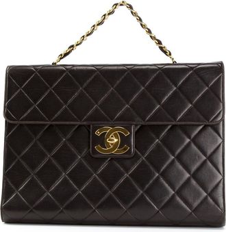 Chanel quilted classic flap jumbo brief case - Blau