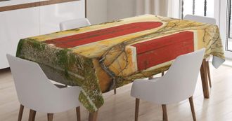 Abakuhaus Rustikal Tischdecke, Im Alter von Türen Tuscan Haus, Schmutzabweisend Pflegeleicht Waschbar Druck Mit Klaren Farben ohne Verblassen, 140 x 170 cm, Gel