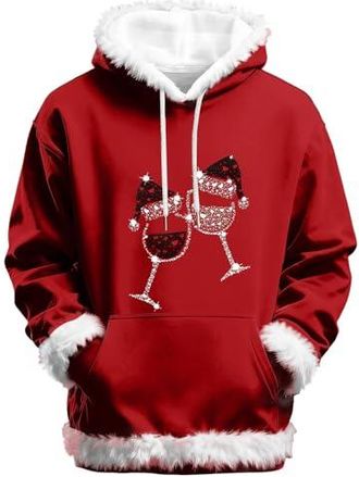Generic Sweat à capuche à col en peluche pour femme - Sweat-shirt de Noël pour homme - Col moelleux - Élégant chemisier à manches longues - Joli bonhomme de n