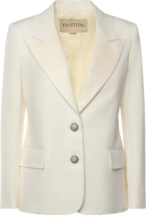 Valentino Garavani Femme, Vestes, Beige, Taille: 38 FR Veste Blanche en Coton et Lin Manches Longues