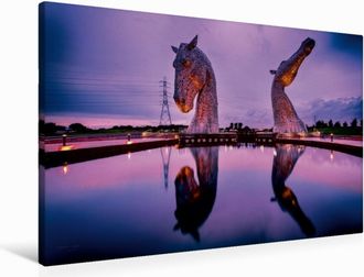 Calvendo Premium Textil-Leinwand 90 x 60 cm Quer-Format Kelpies | Wandbild, HD-Bild auf Keilrahmen, Fertigbild auf hochwertigem Vlies, Leinwanddruck von Monika