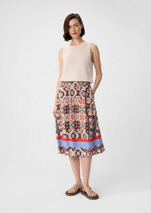 Comma Midikleid Rock Ausgestellter Midi-Rock aus Viskosemix mit All-over-Print