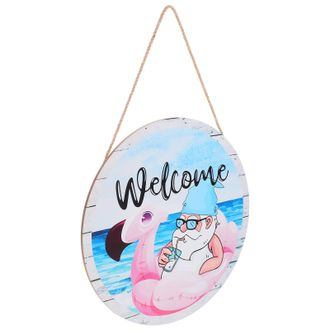 FOMIYES Sommerliches Holz Willkommensschild Rund Rustikale Haust&uuml;r Dekoration H&auml;ngendes T&uuml;rschild f&uuml;r Eingangsbereich und Wohnraum